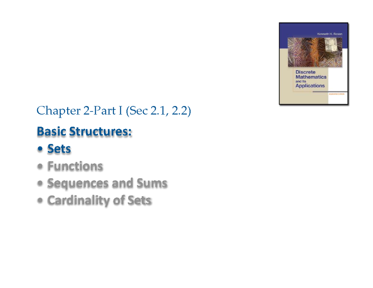 Basic Structures 1-Sets and Set Operations - ####### Basic Structures: Sets Functions Sequences ...