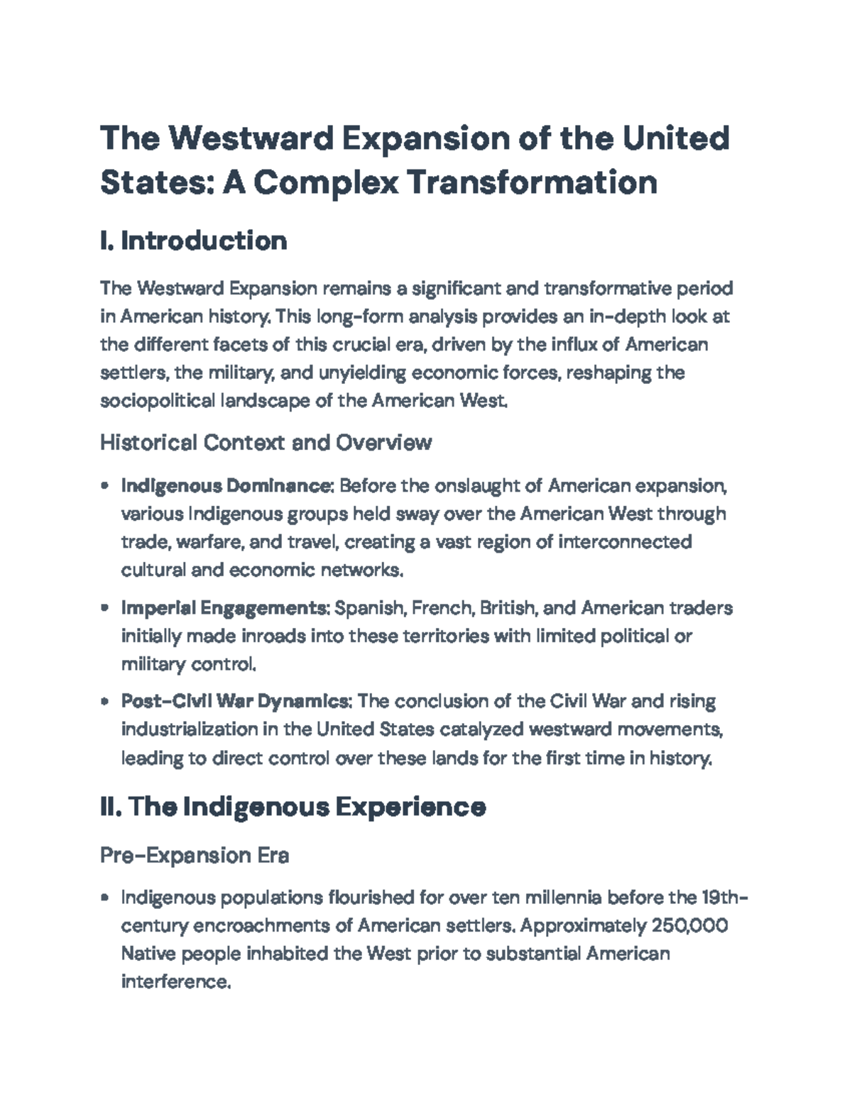 The Westward Expansion of the U.S.: A Complex Transformation Essay ...