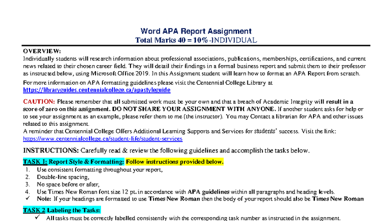 COMP 106 Word APA Report Assignment Guidelines for Summer 2024 - Studocu