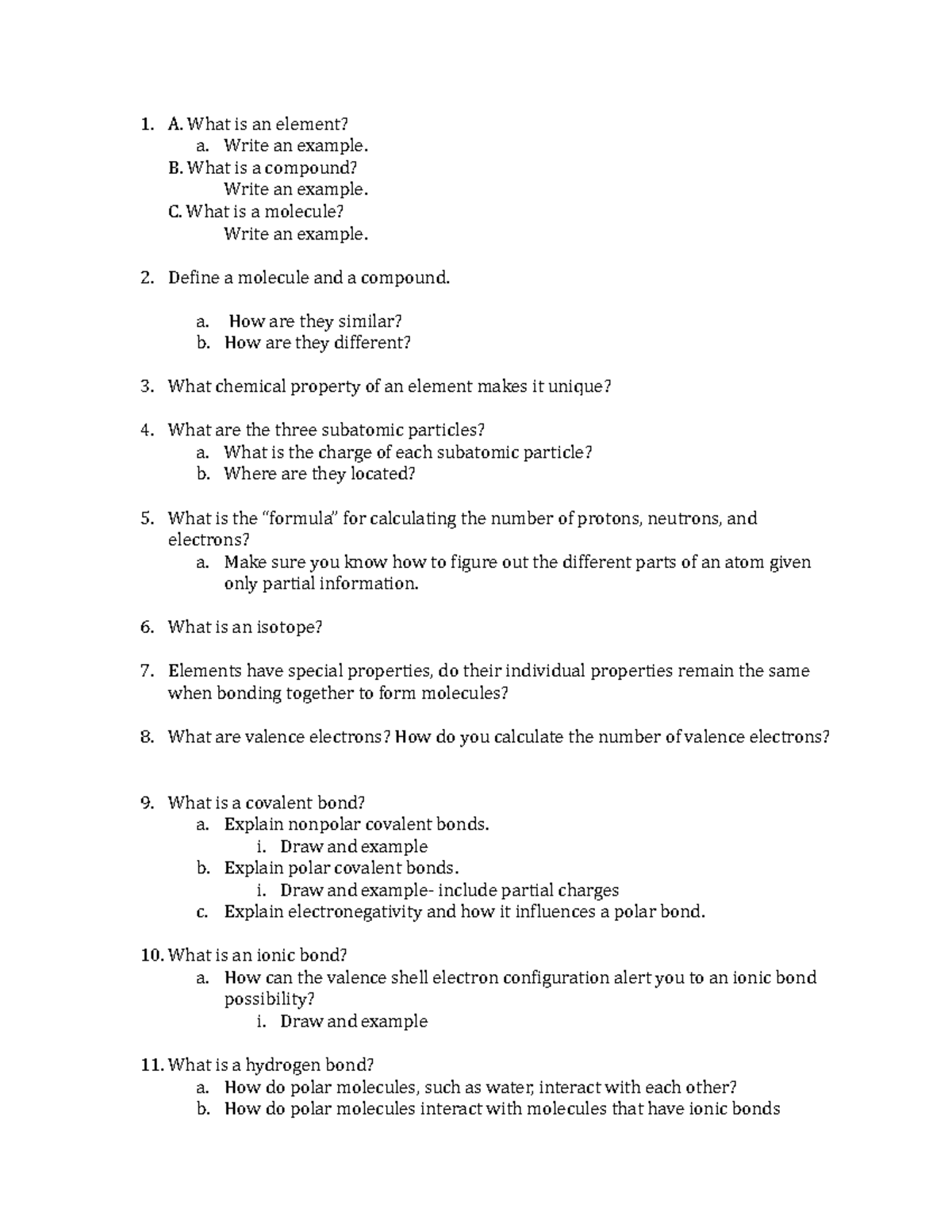 Chapter 2 Study Guide: Molecules, Bonds, and Properties in Chemistry ...