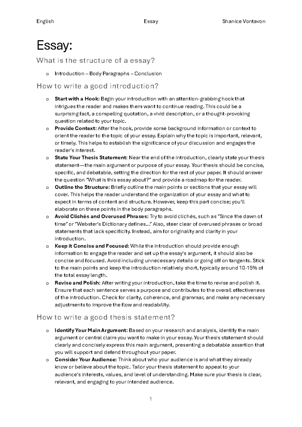 ENG 101 Essay Guide: Structure, Thesis, and Writing Tips - Studocu