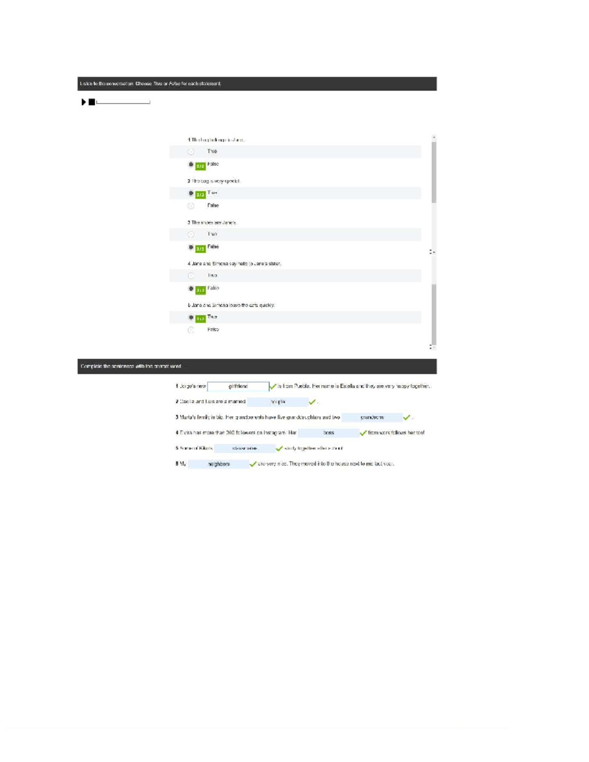 ESL 101: Sentence Completion and True/False Exercises - Studocu