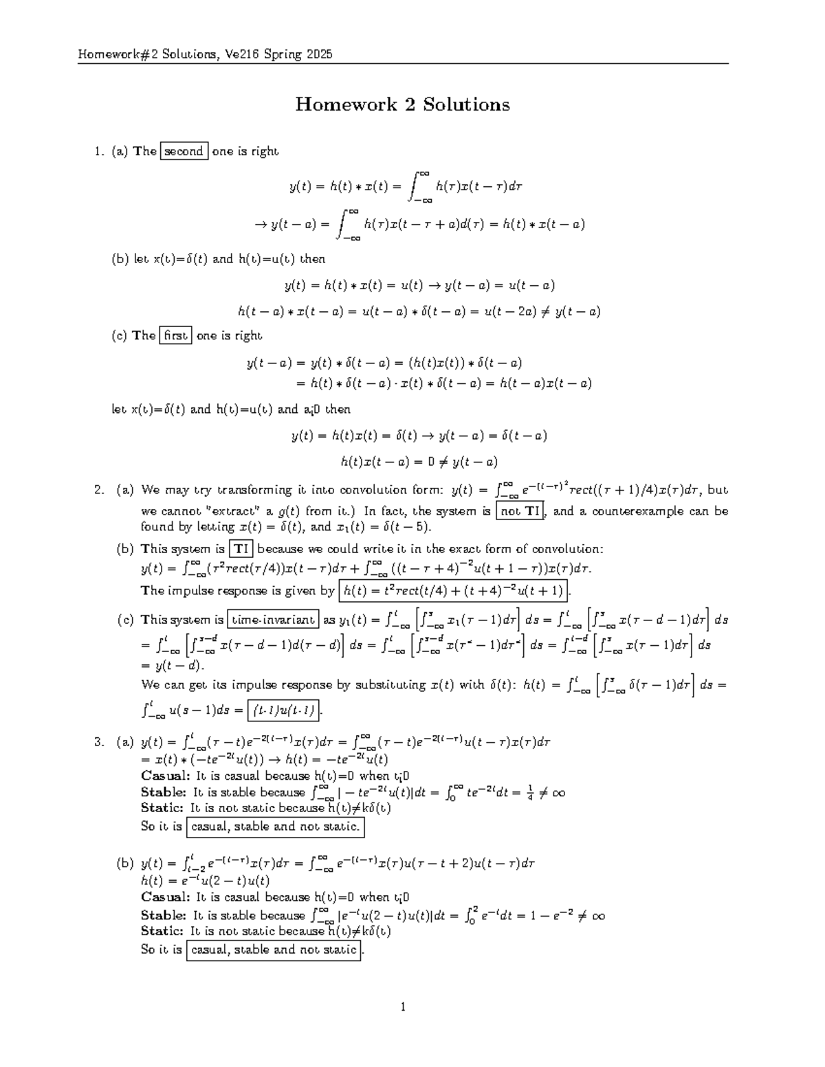 VE216 Spring 2025 Homework 2 Detailed Solutions - Studocu