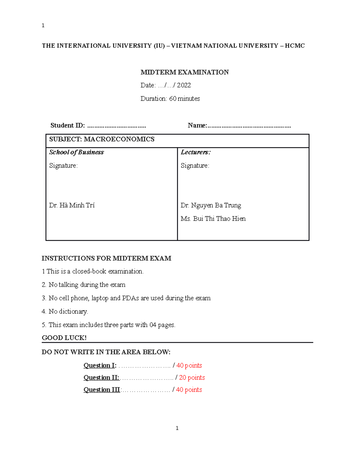 Midterm Exam Sample Test - Macroeconomics (MACRO 101) - Studocu