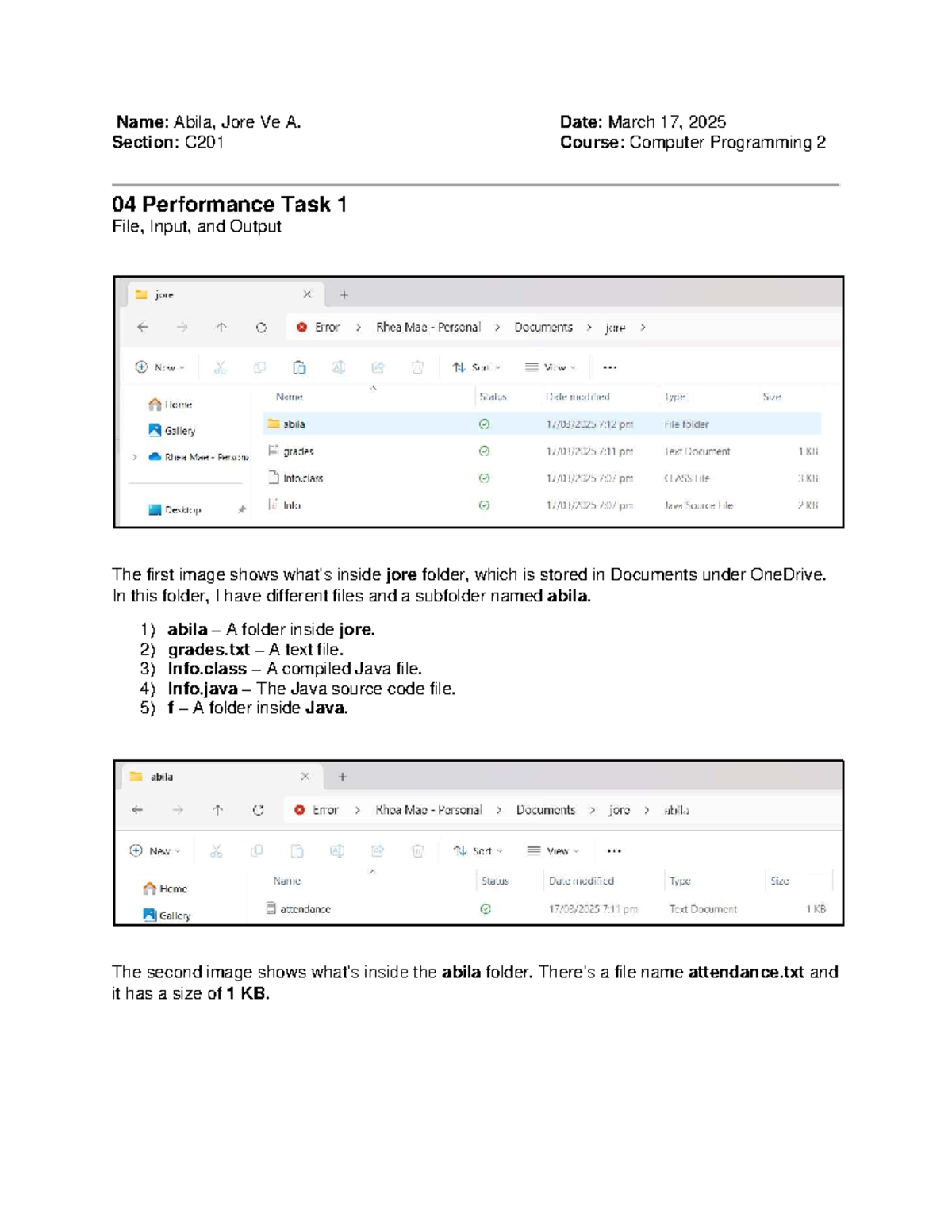 Computer Programming 2 (C201) Performance Task 1: File I/O - Studocu