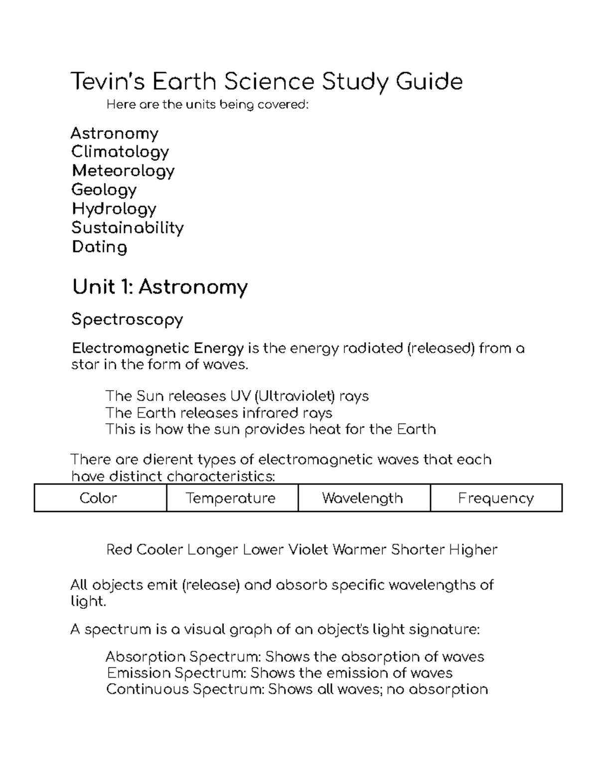 Earth Science Study Guide: Meteorology, Geology, Hydrology ...