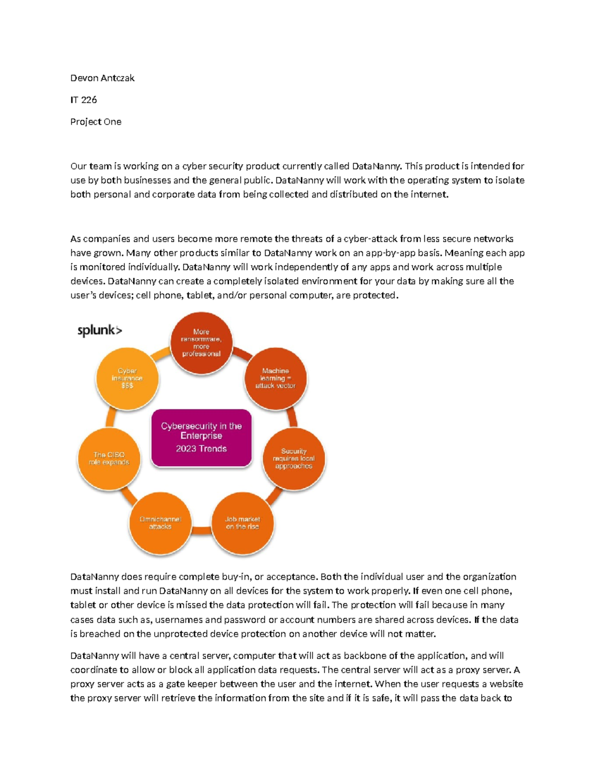 IT 226 Project One: DataNanny Cybersecurity Solution Overview - Studocu