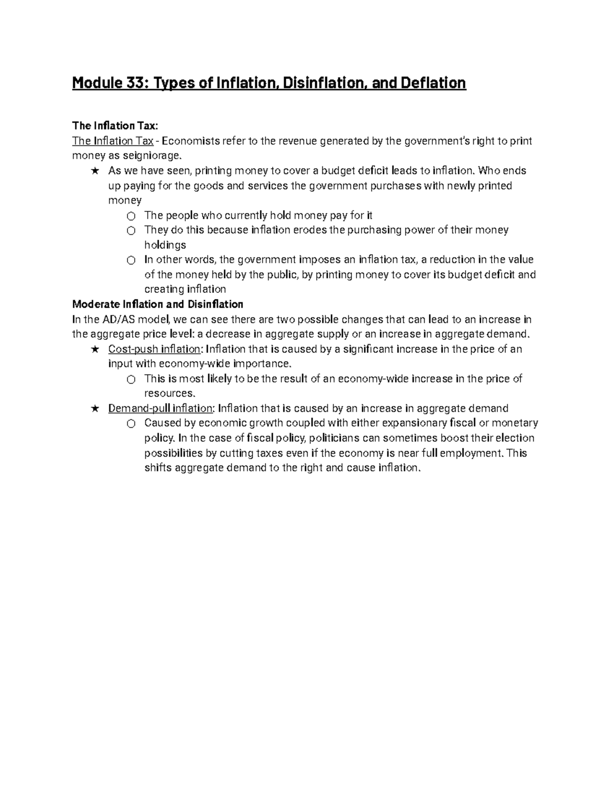 Module 33: Examining Inflation, Disinflation, and Deflation Dynamics ...