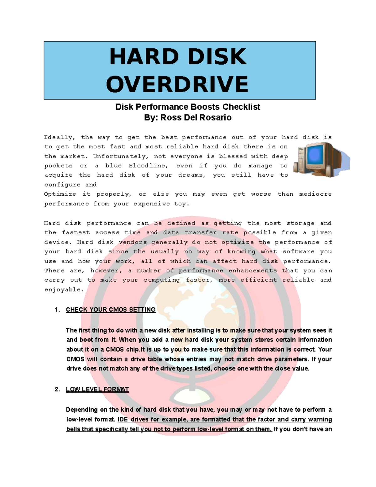 HARD DISK OVERDRIVE: Performance Boost Checklist (Exercise#11 23-01379 ...