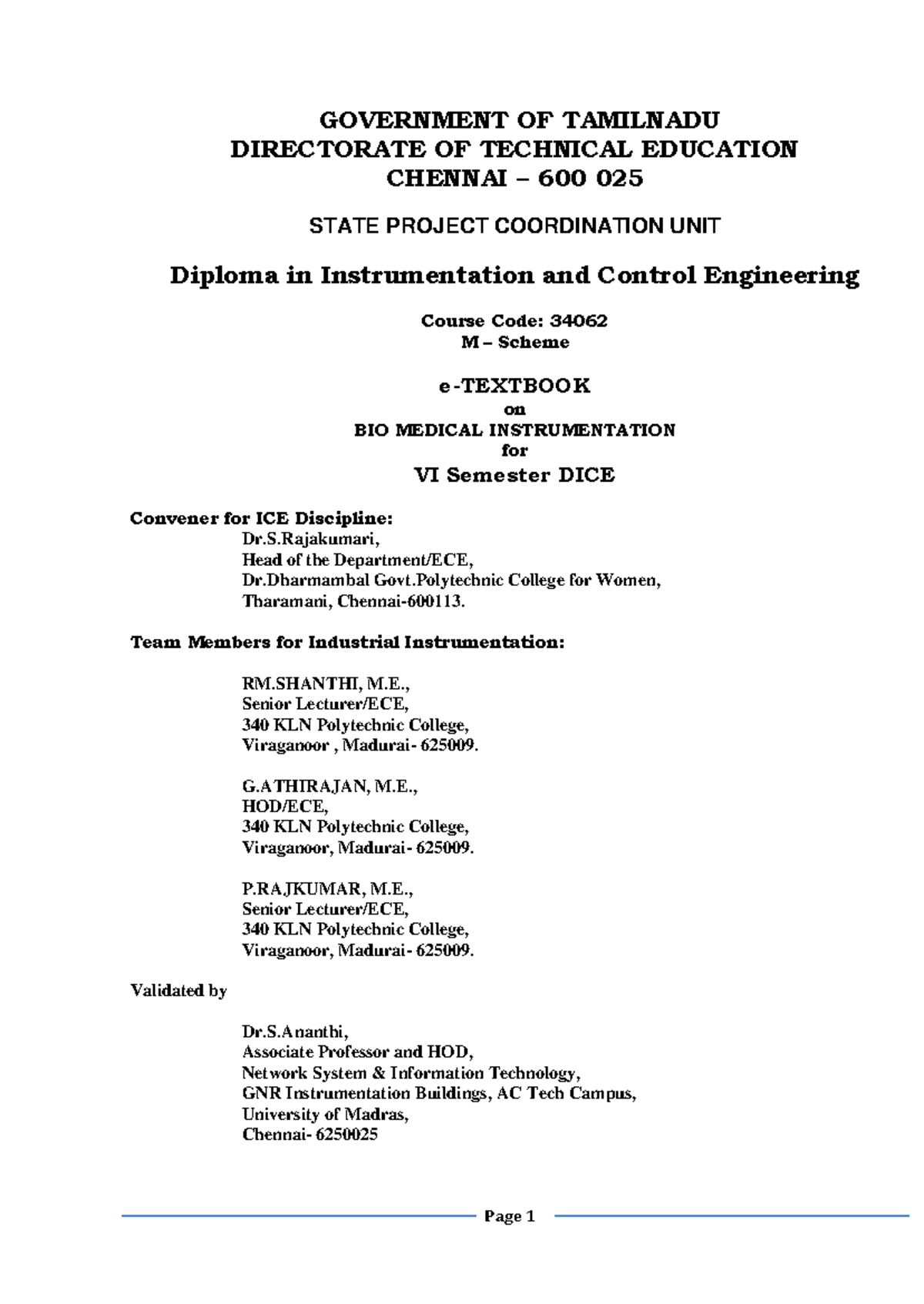 BIO MEDICAL INSTRUMENTATION SYLLABUS - DICE 34062 - Studocu