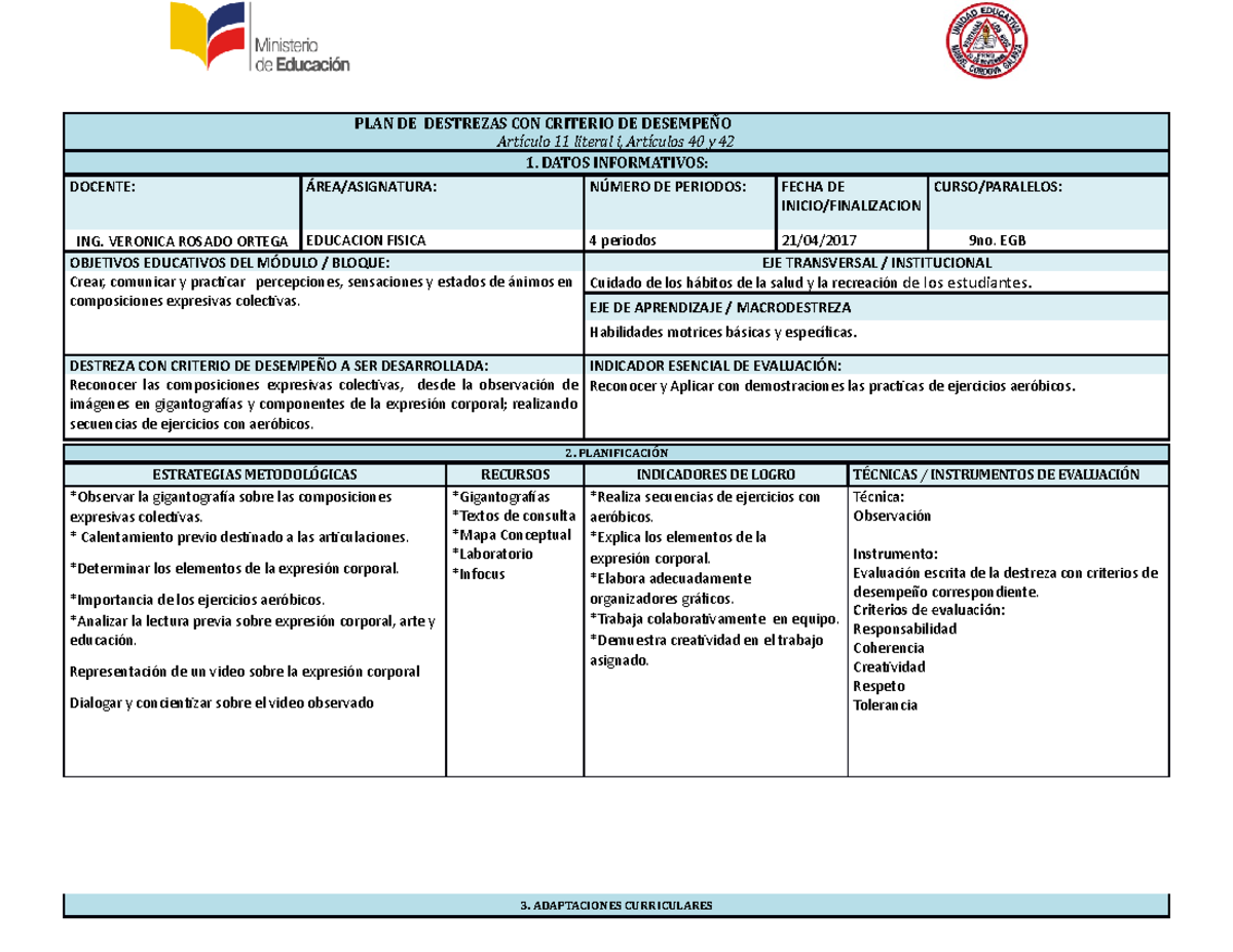 PLAN DE DESTREZAS CON CRITERIO DE DESEMPEÑO - EDUCACION FISICA 9no EGB ...