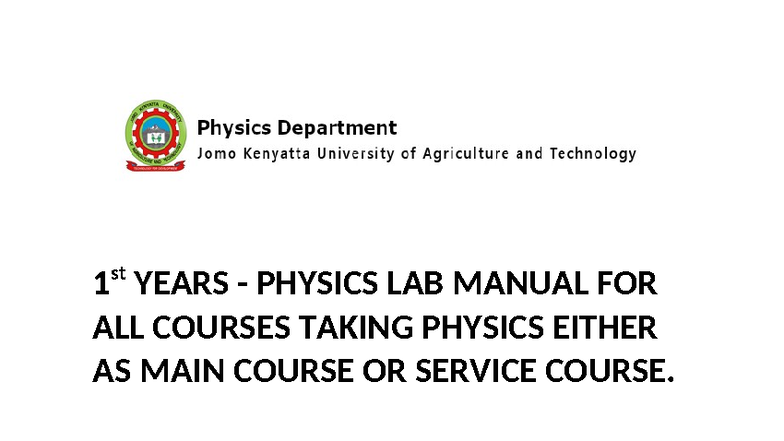 1st YEAR PHYSICS LAB MANUAL: Precision Measurement Techniques - Studocu