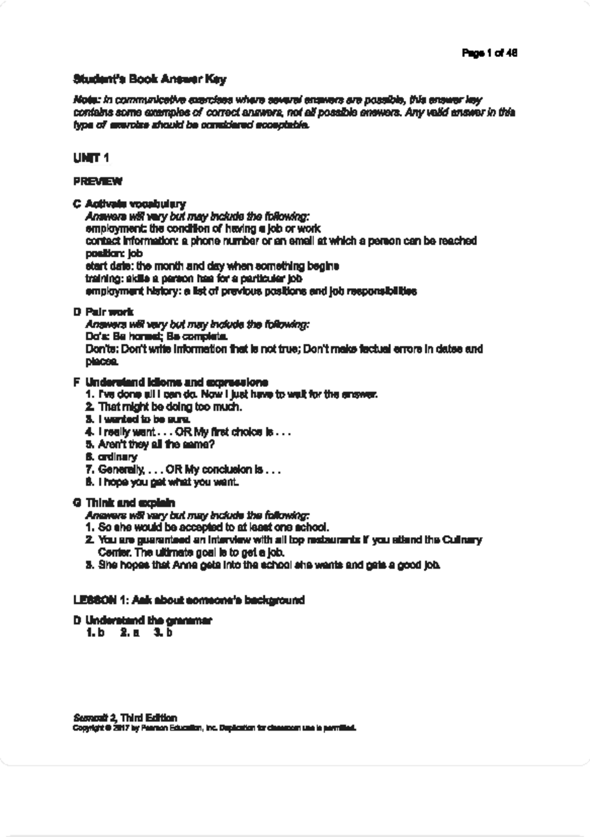 Summit 2 Student Book Answers and Solutions Guide - Studocu