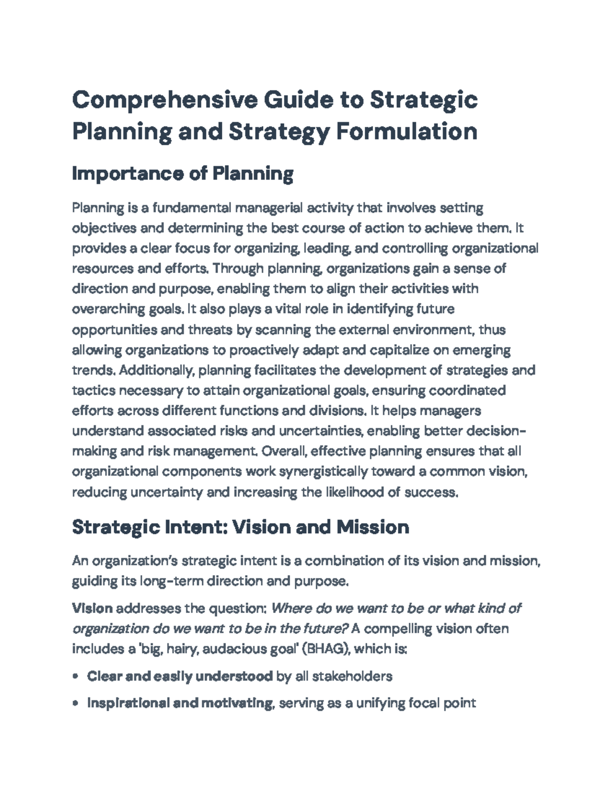 Strategic Planning & Formulation: A Comprehensive Guide (SPF 101) - Studocu