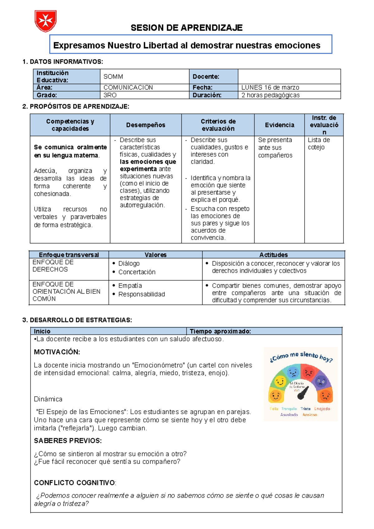 Comunicacion 3RO: Expresando Nuestras Emociones - Sesión de Aprendizaje ...