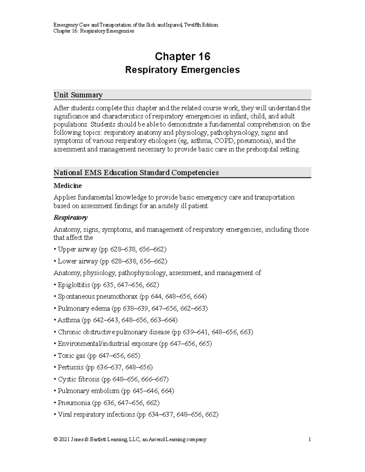 EMT Respiratory Emergencies Overview: Chapter 16 Summary & Skills - Studocu