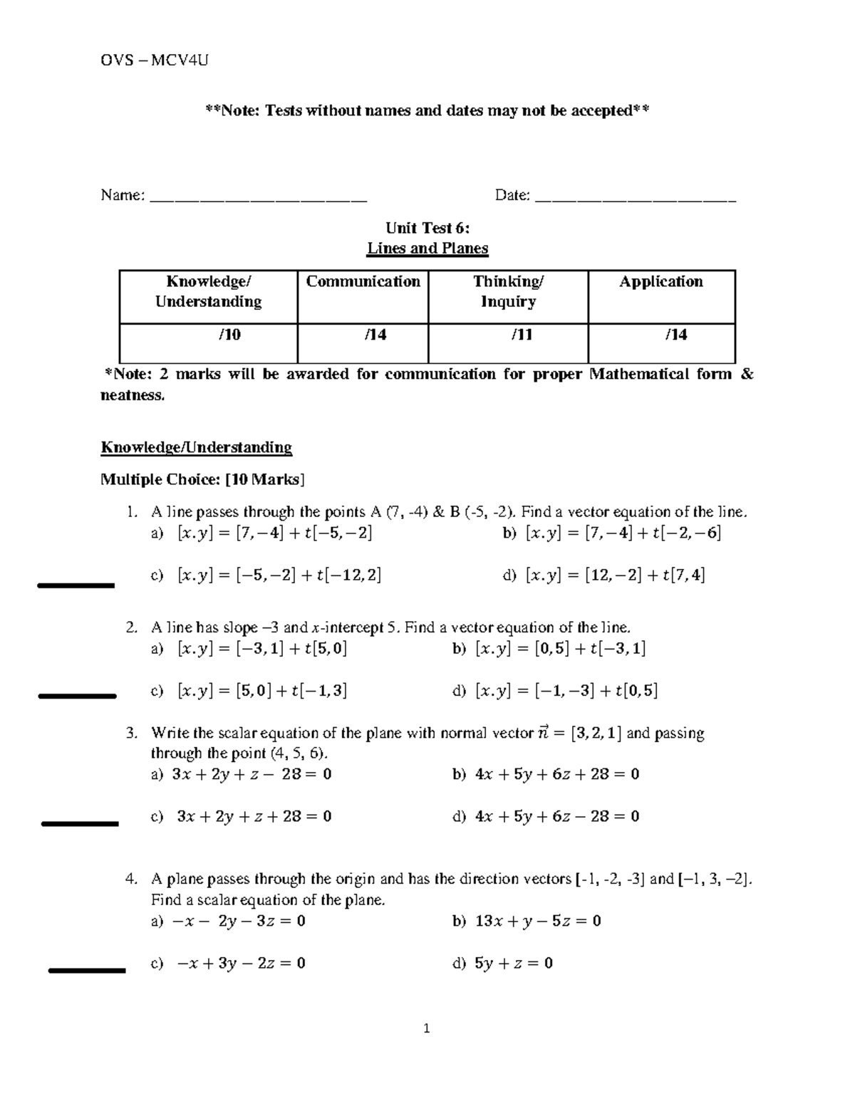 1680712922-Unit 6 - Lines and Planes - NM - Note: Tests without names ...