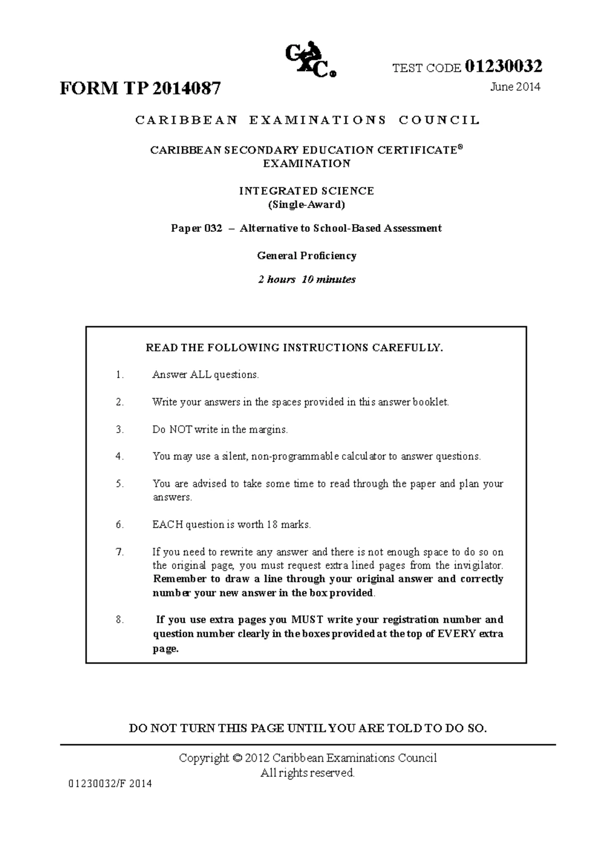 CSEC Integrated Science June 2016 Exam Paper 02 Answers and Solutions ...