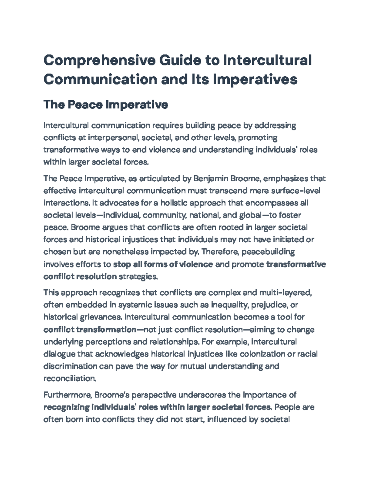 Comprehensive Guide to Intercultural Communication Imperatives - Studocu