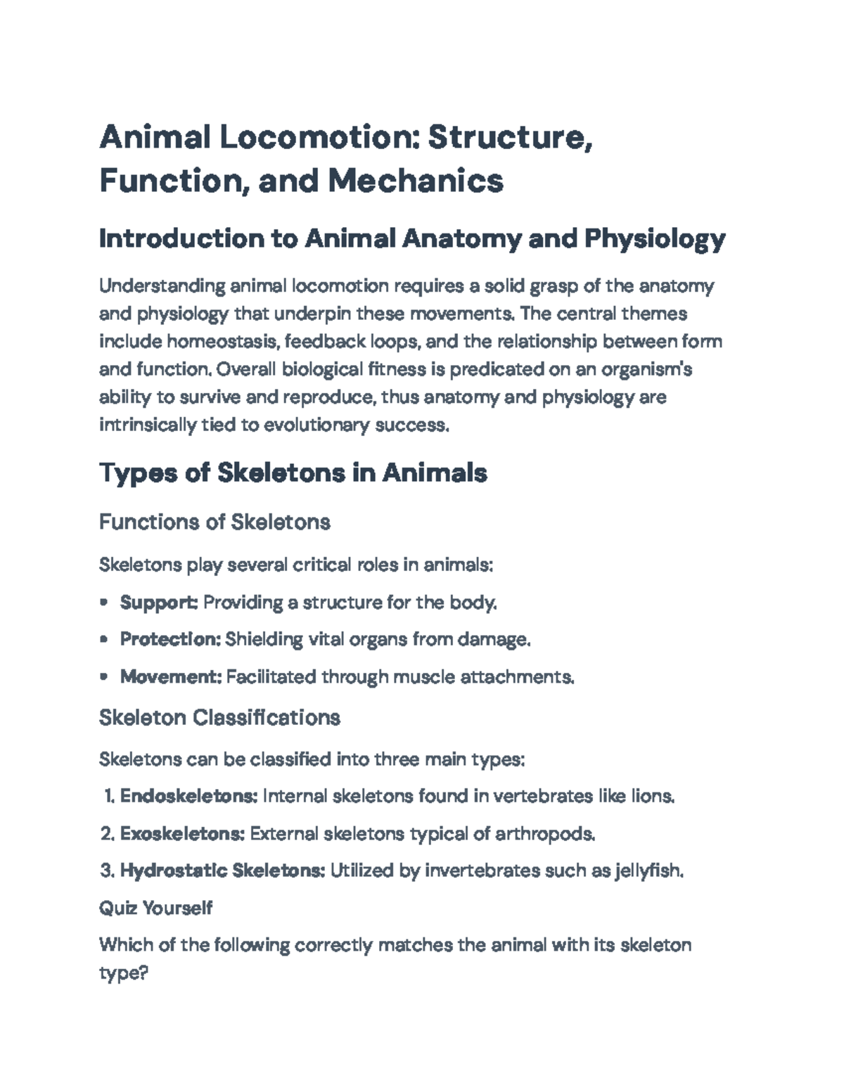 Understanding Animal Locomotion: Anatomy, Mechanics, and Function ...
