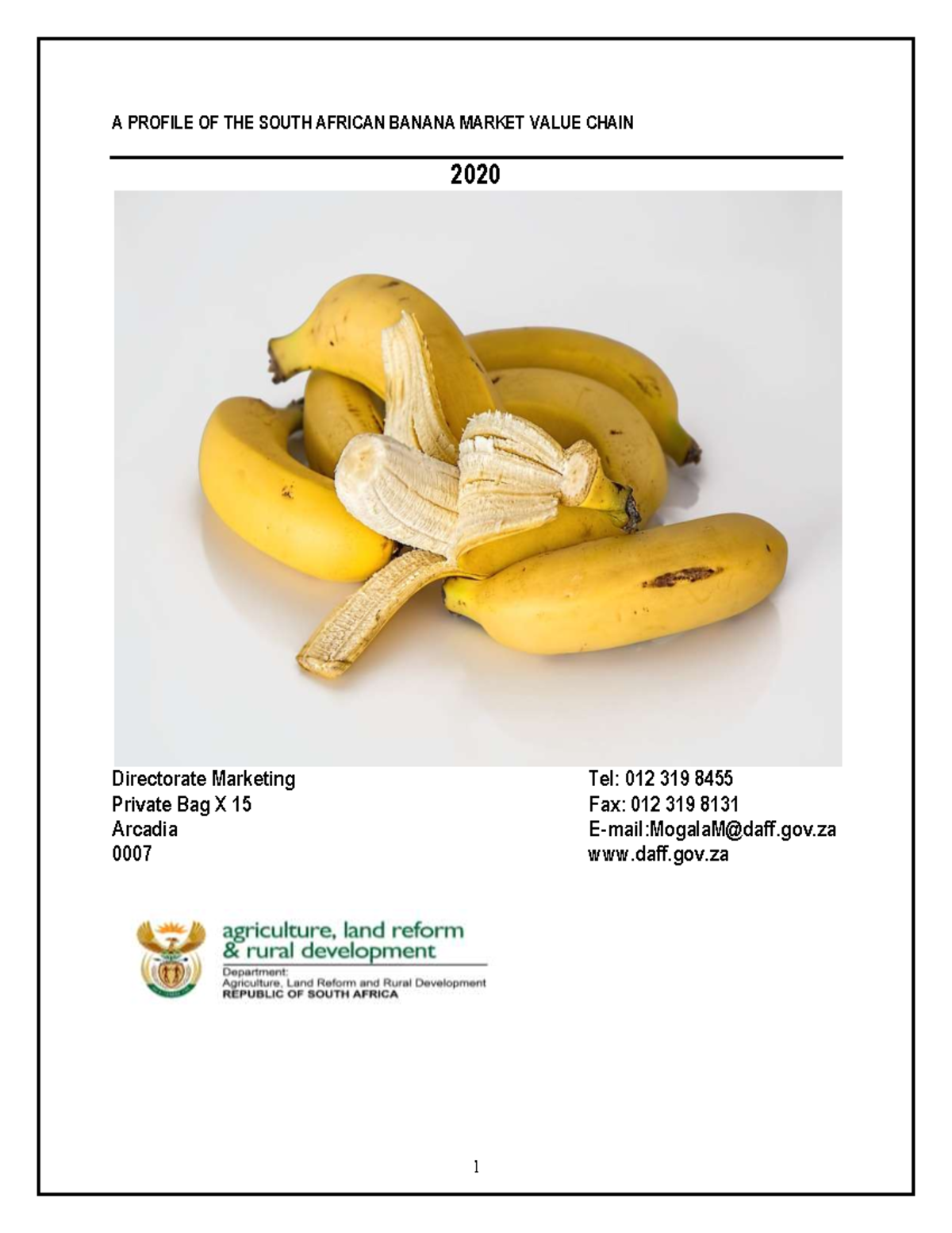 South African Banana Market Value Chain Overview 2020 - Studocu