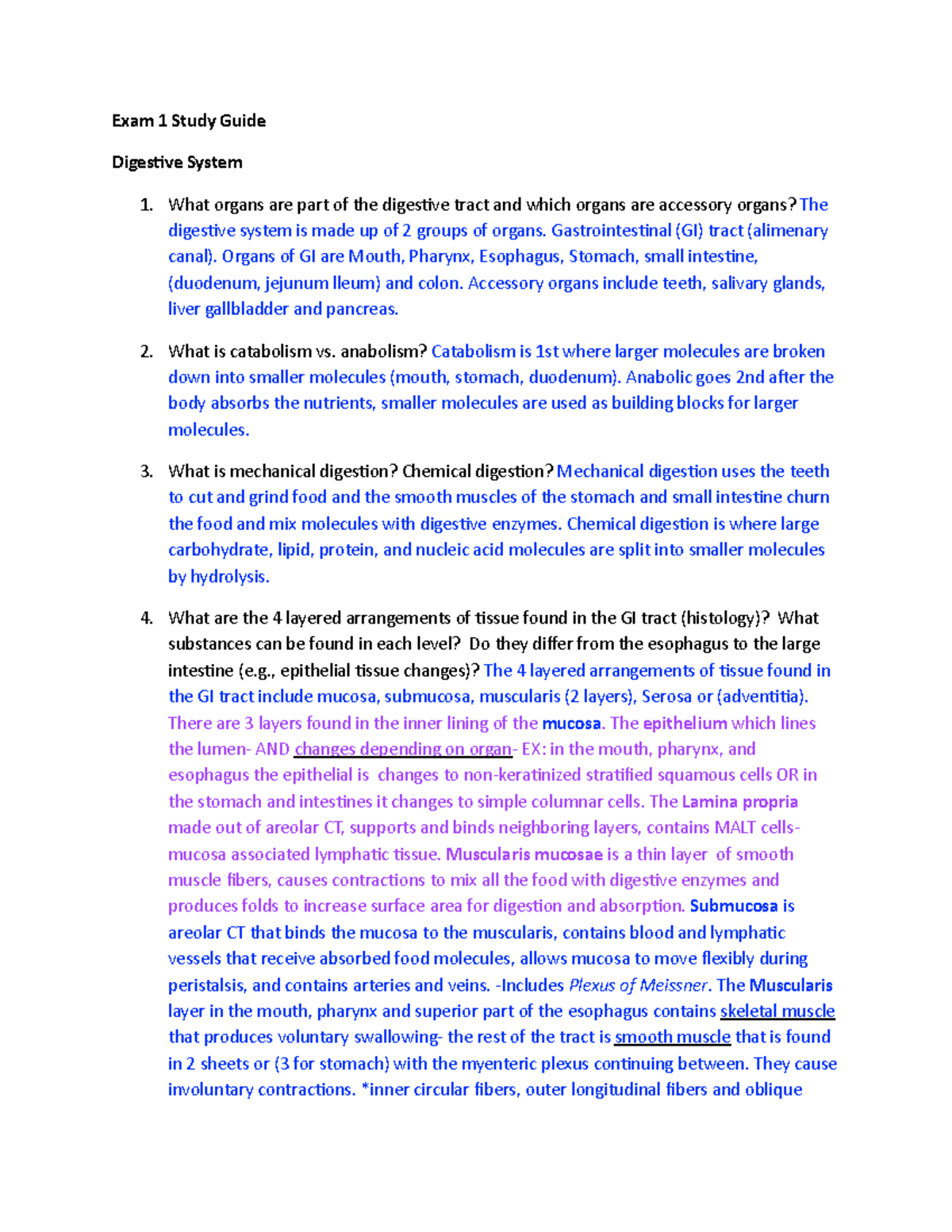 Final Exam Study Guide for A&P II: Digestive System & Metabolism - Studocu