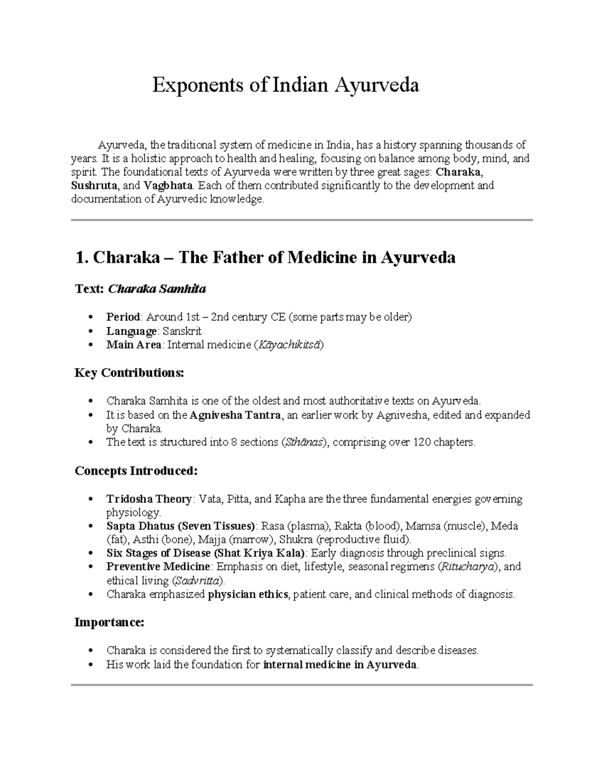 Exponents of Indian Ayurveda: Charaka, Sushruta, and Vagbhata Insights ...