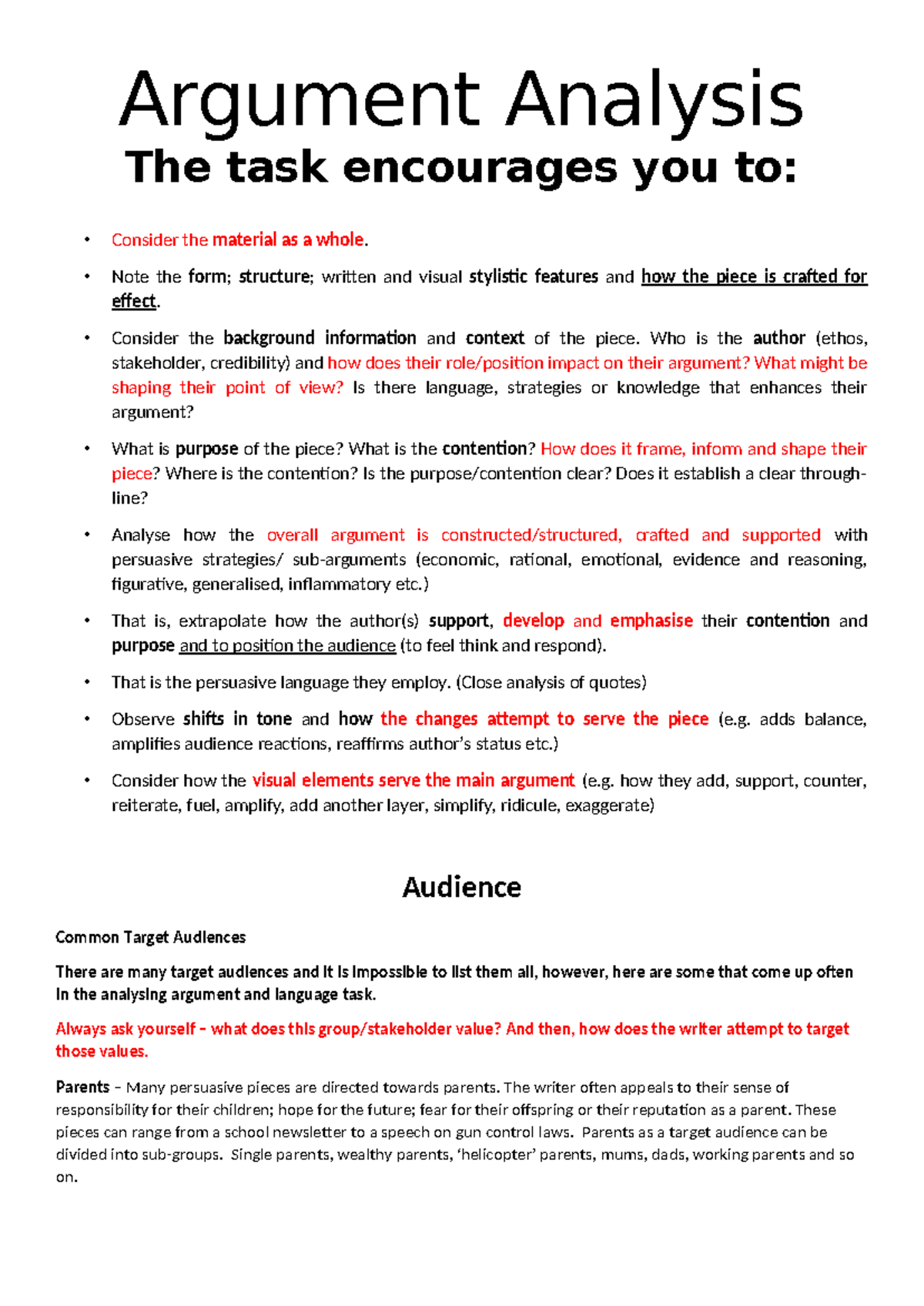 Argument Analysis Notes - Argument Analysis The task encourages you to ...