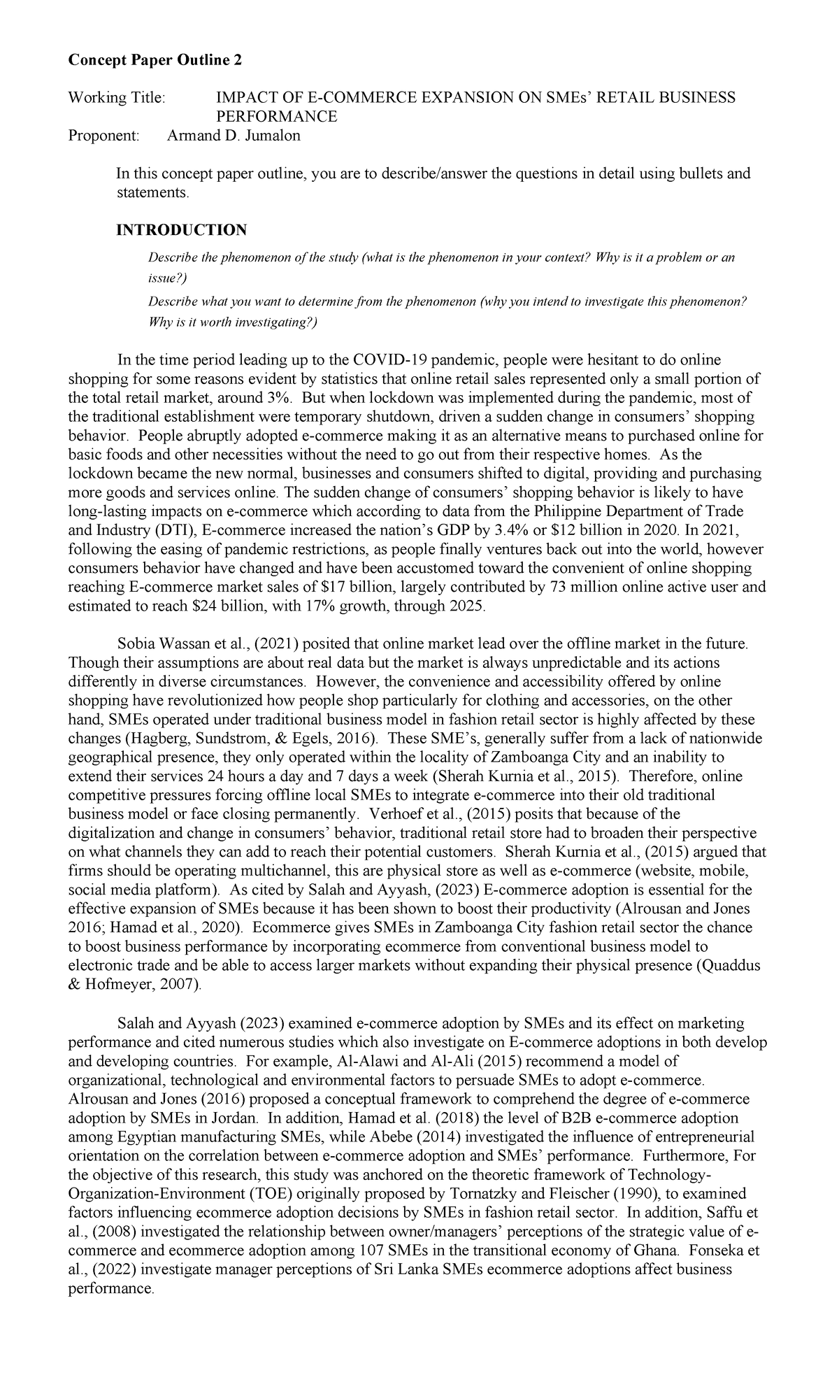 Concept Paper Outline 2 - Jumalon In this concept paper outline, you ...