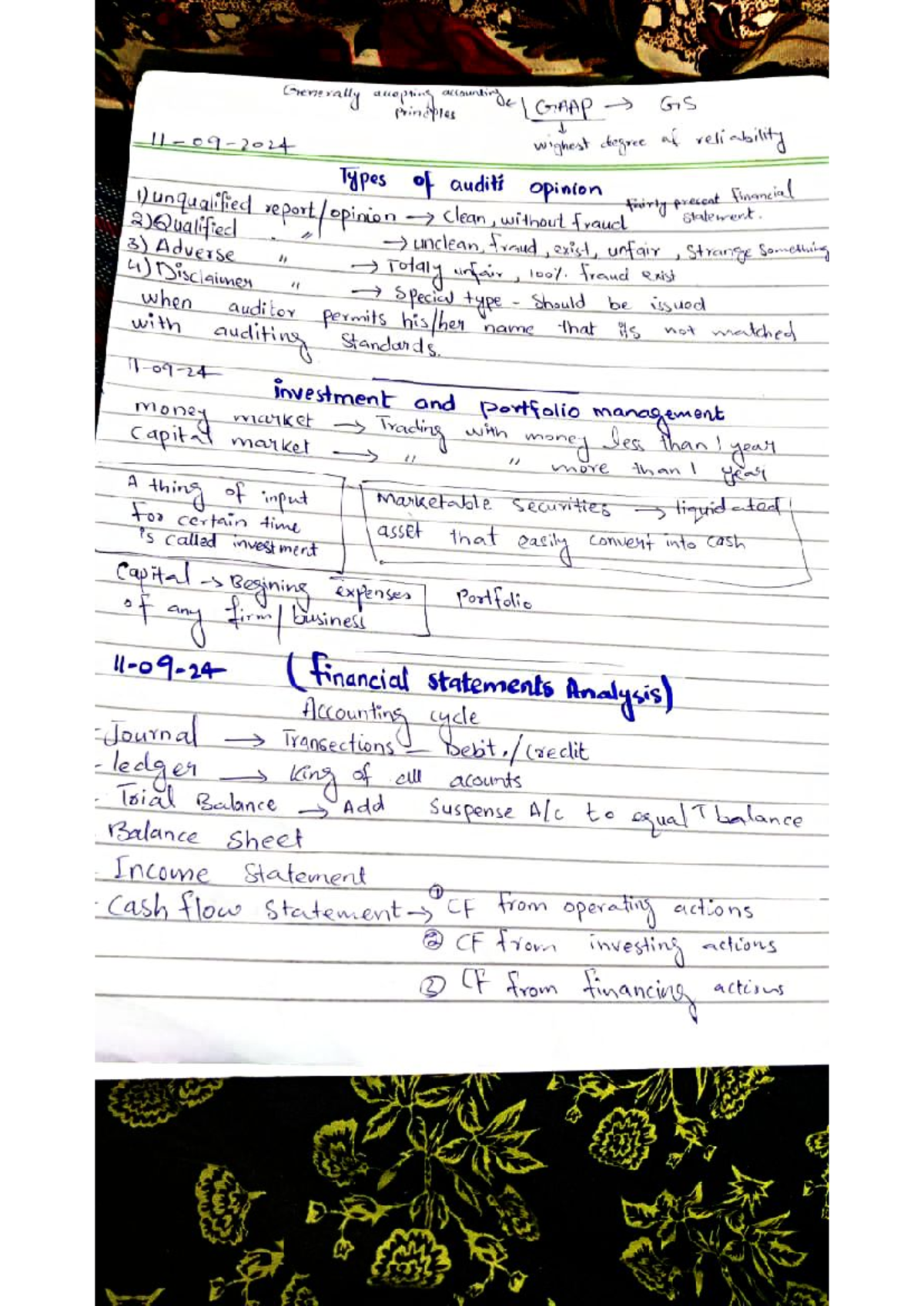 GAAP Accounting Principles and Financial Analysis Notes (ACCT 101 ...