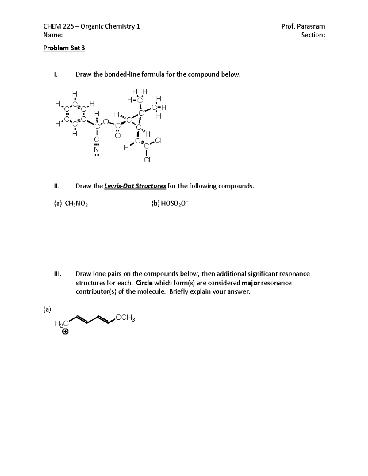 CHEM 225 Organic Chemistry 1 Problem Set 3 Solutions Spring 2026 - Studocu