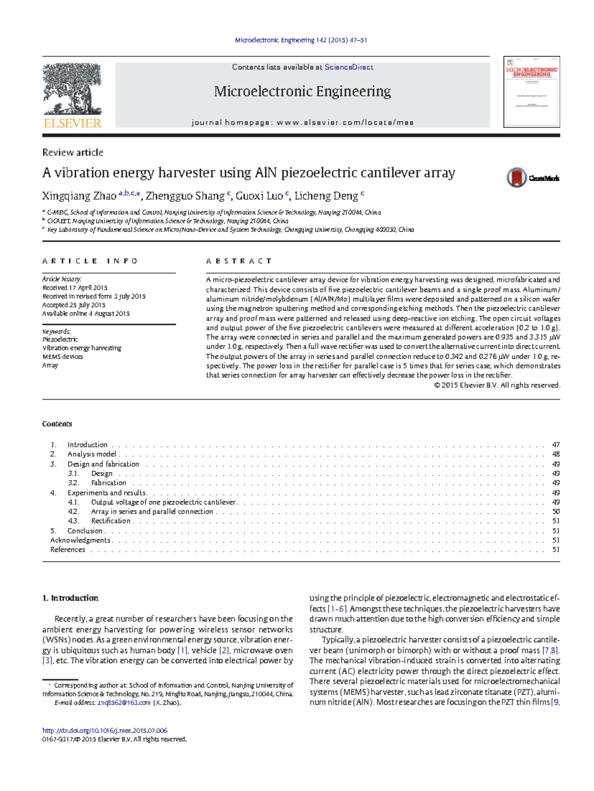 A vibration energy harvester using AlN piezoelectric cantilever array ...