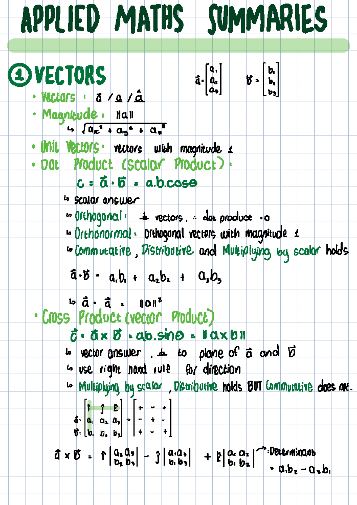 Applied Maths 1 Vectors Motion Summaries Studocu