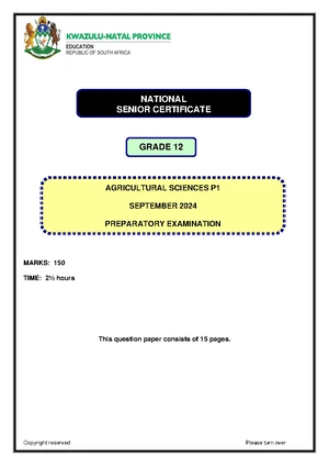 Agricultural Sciences P2 Grade 12 Preparatory Exam September 2024 QP ...
