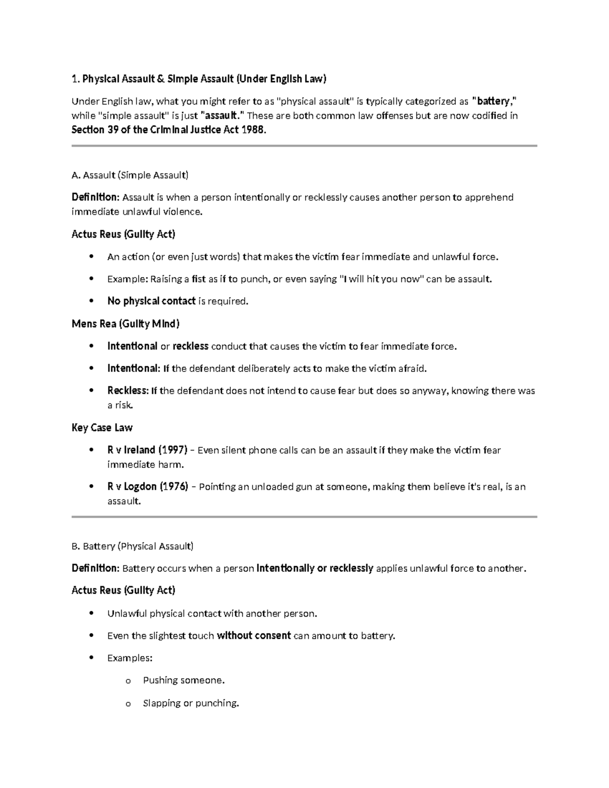 Criminal Law (Assault) - Understanding Physical Assault Under English ...