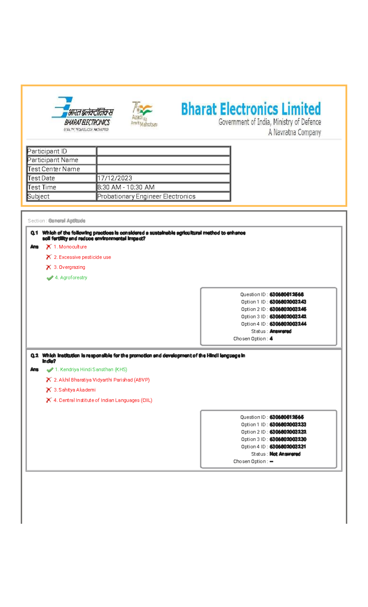BEL EC PYQ 2023 - Probationary Engineer Exam Model Questions - Studocu