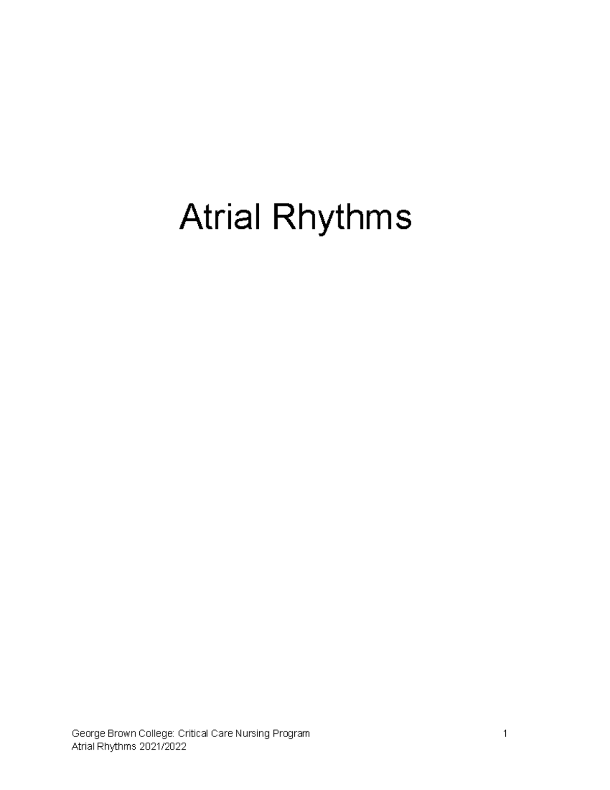 Atrial Rhythms Overview: ECG Insights for Critical Care Nursing (CCN ...