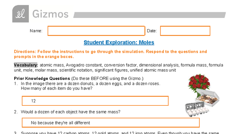 Student Exploration: Moles Gizmo - Activities & Questions - Studocu