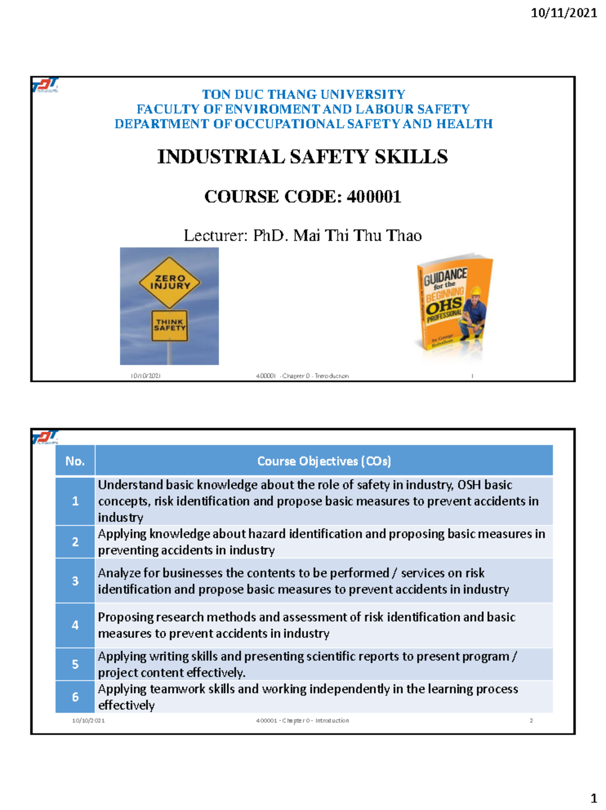 400001 Chapter 0: Introduction to Industrial Safety Skills - Studocu