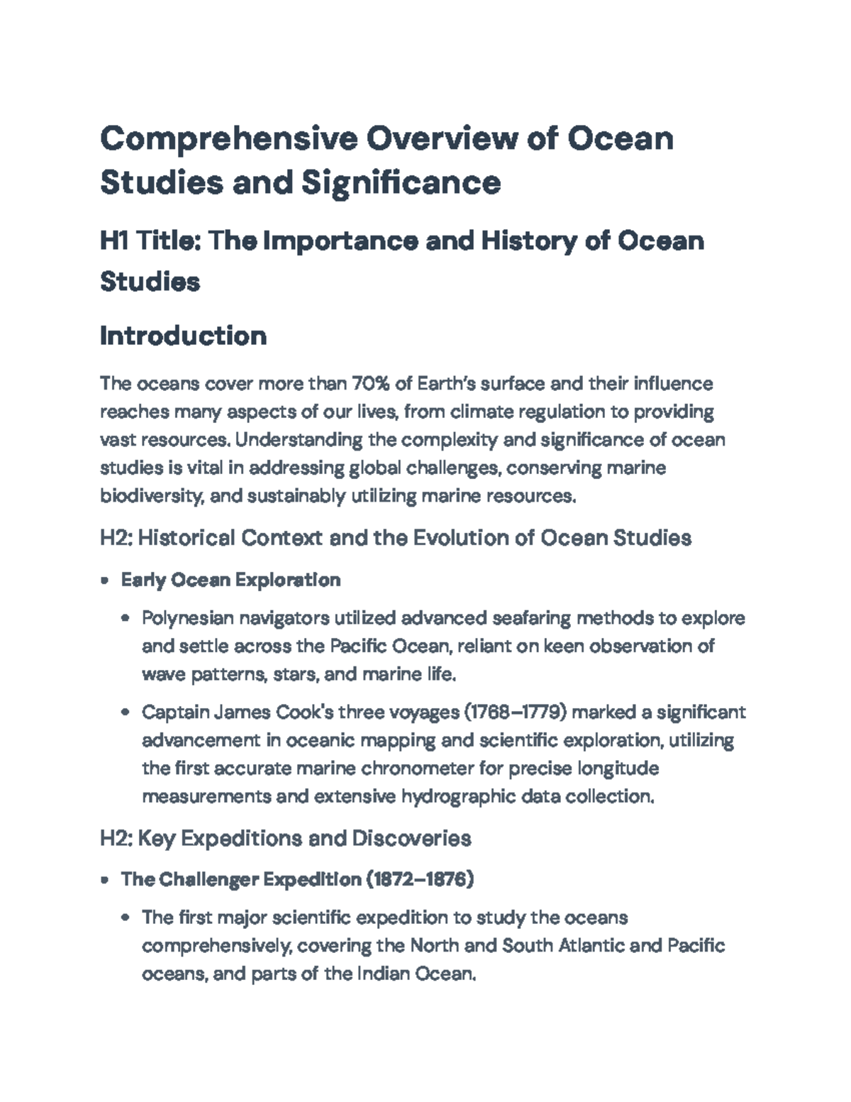 Comprehensive Overview of Ocean Studies and Their Significance (OCE 101 ...