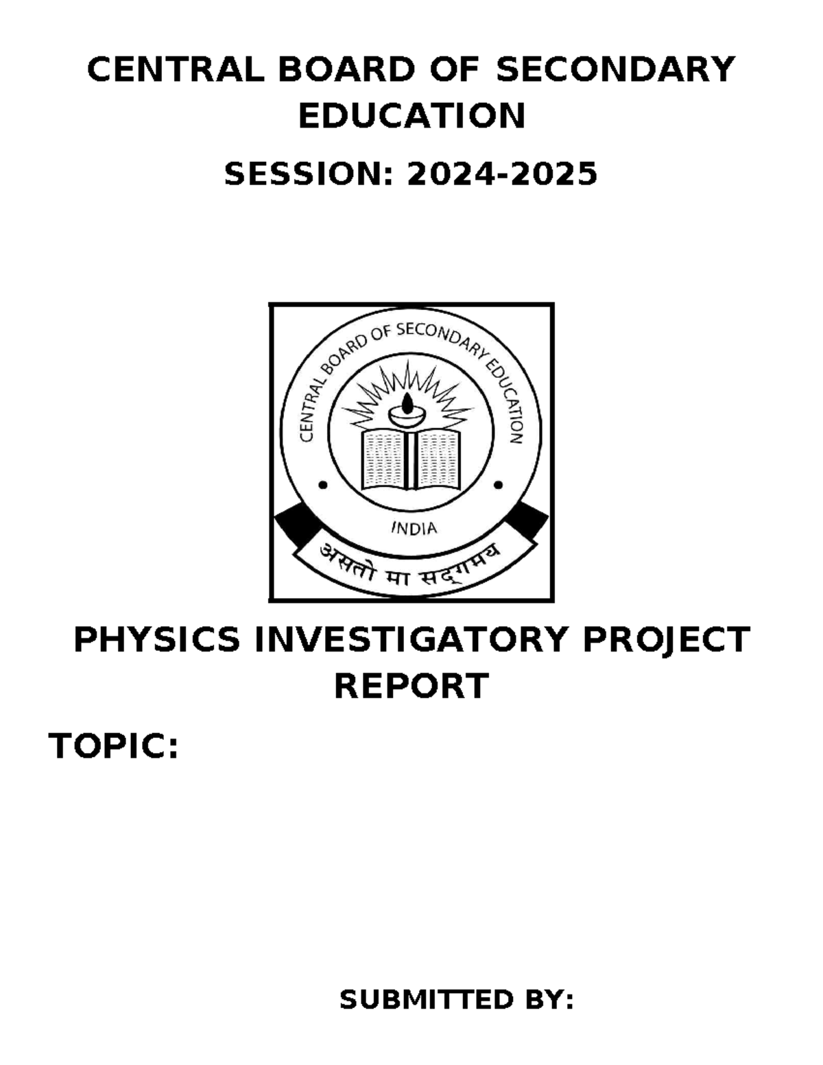 XII - Physics Investigatory Project Report Format (2024-2025) - Studocu