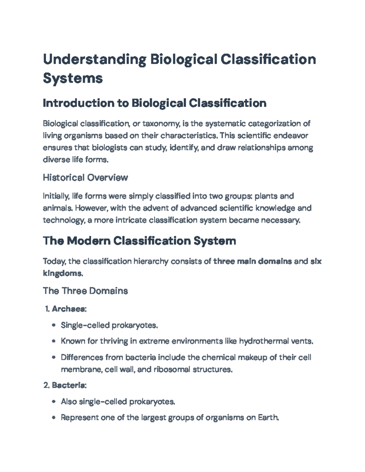 Understanding Biological Classification Systems: Domains and Kingdoms ...