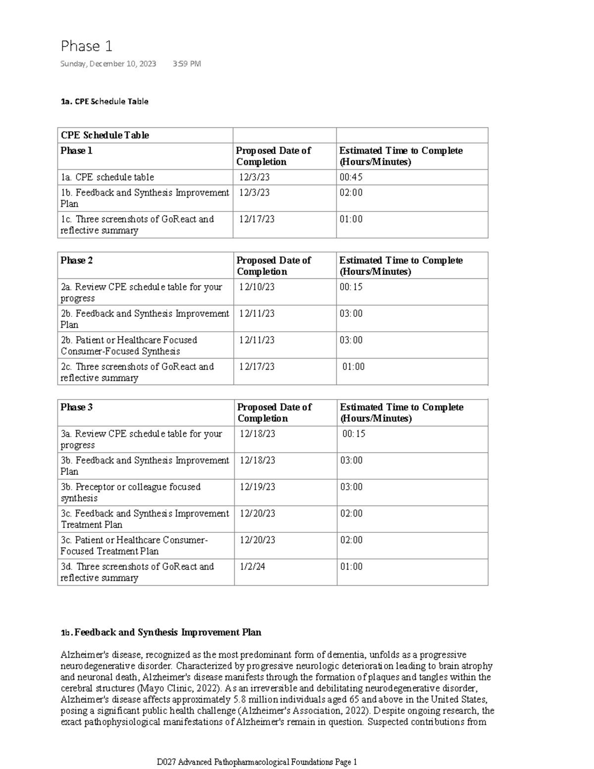 D027 - CPE Phases 1-3 - CPE Schedule Table Phase 1 Proposed Date of ...