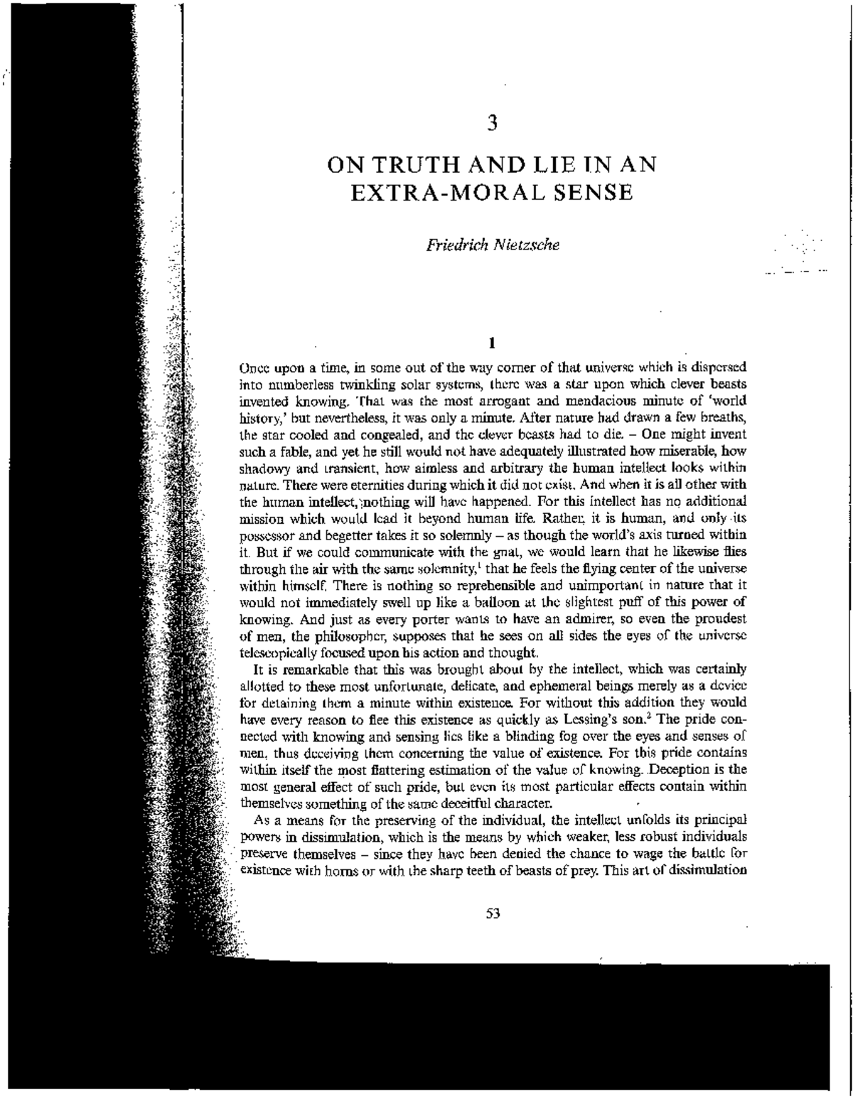 Nietzsche On Truth and Lie in an extra moral sense - 3 ON TRUTH AND LIE ...