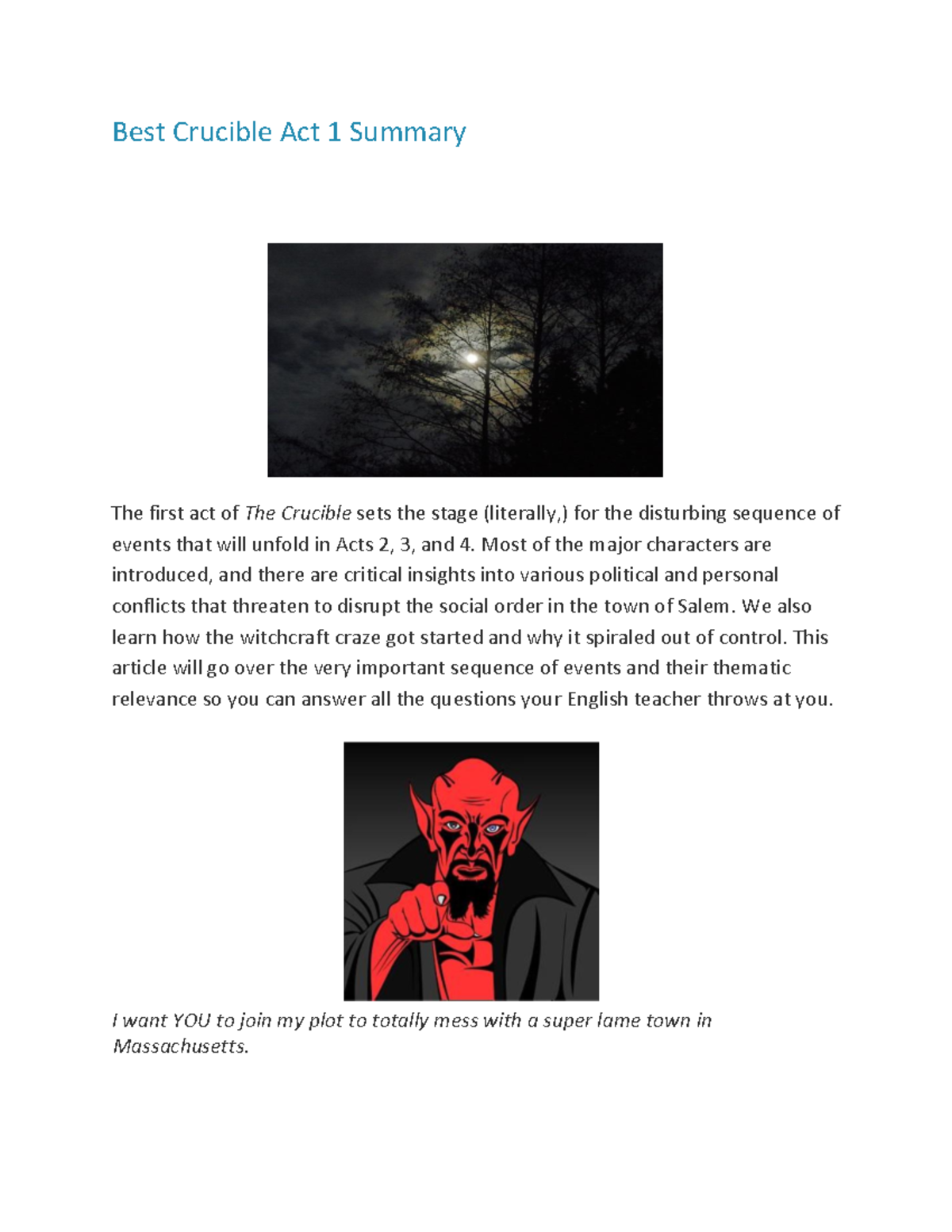 Best Summary of The Crucible Act 1 for English Lit (ENG101) - Studocu