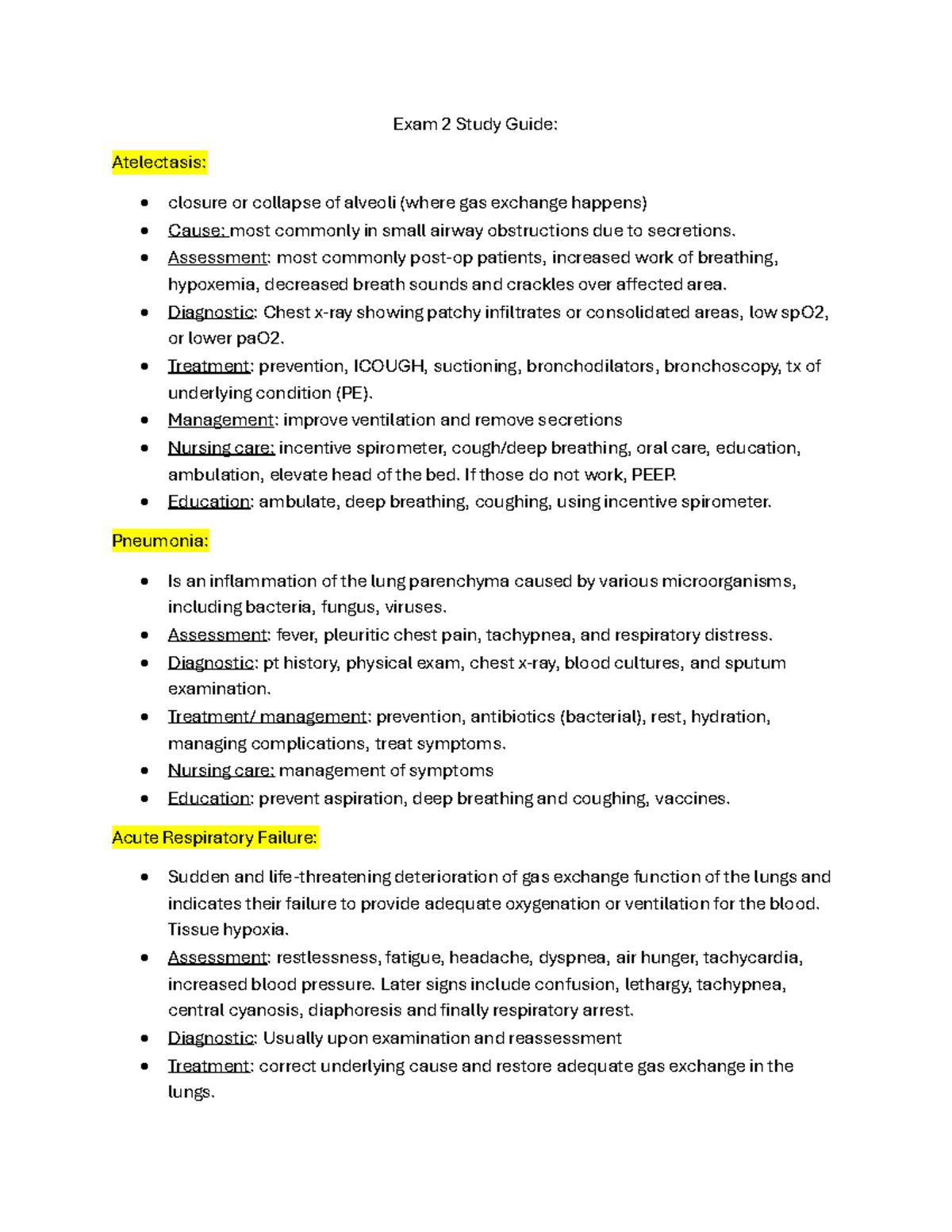 MDC4 Exam 2 Study Guide: Respiratory & Burn Management - Studocu