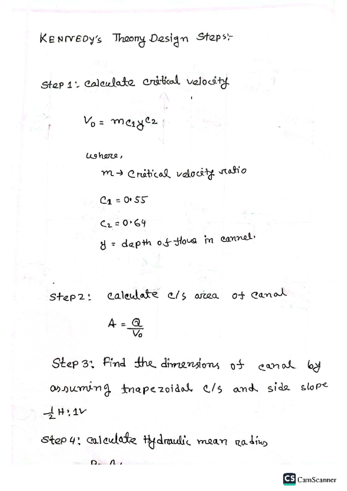Canal Design Steps for Irrigation (CS 101) - Studocu