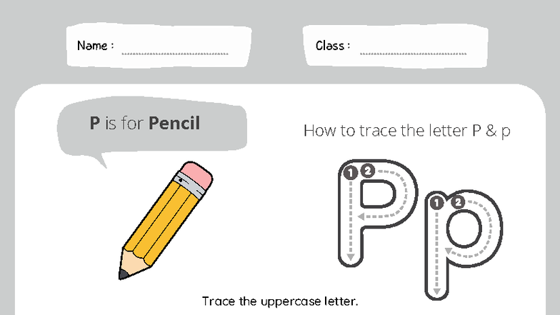 Tracing Letter P for Panda Worksheet in Gray Illustrative Style ...