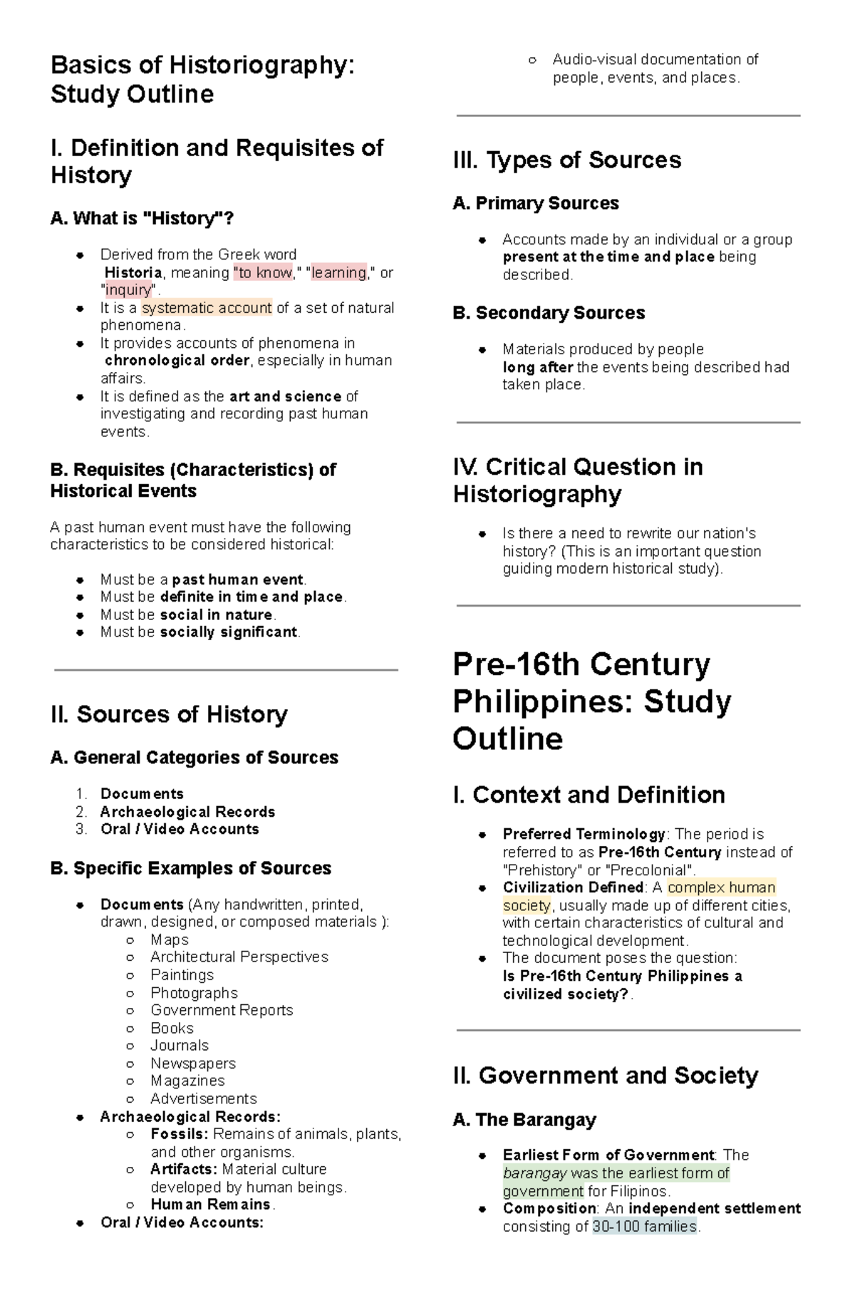 RPH- Midterm Reviewer: Key Concepts in Historiography and Philippine ...
