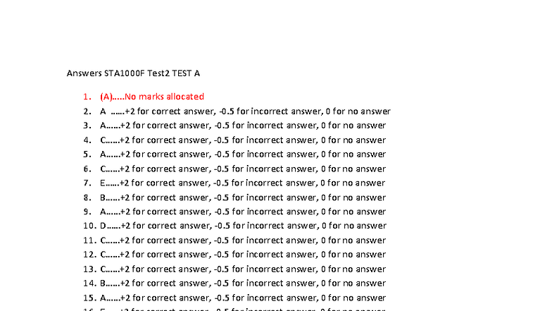 STA1000F Test 2 Answers and Marking Scheme - Studocu